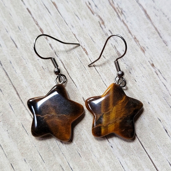 Jewelry | Tigers Eye Gemstone Star Earrings | Poshmark